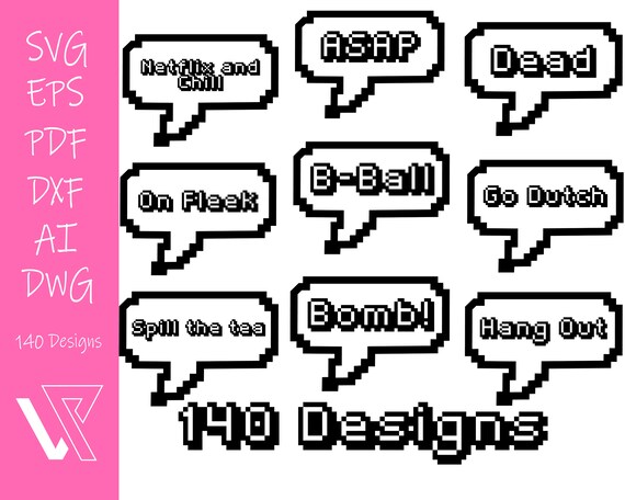 Slangs Minecraft Speech Bubbles 140 SVG Cricut Cut File | Etsy