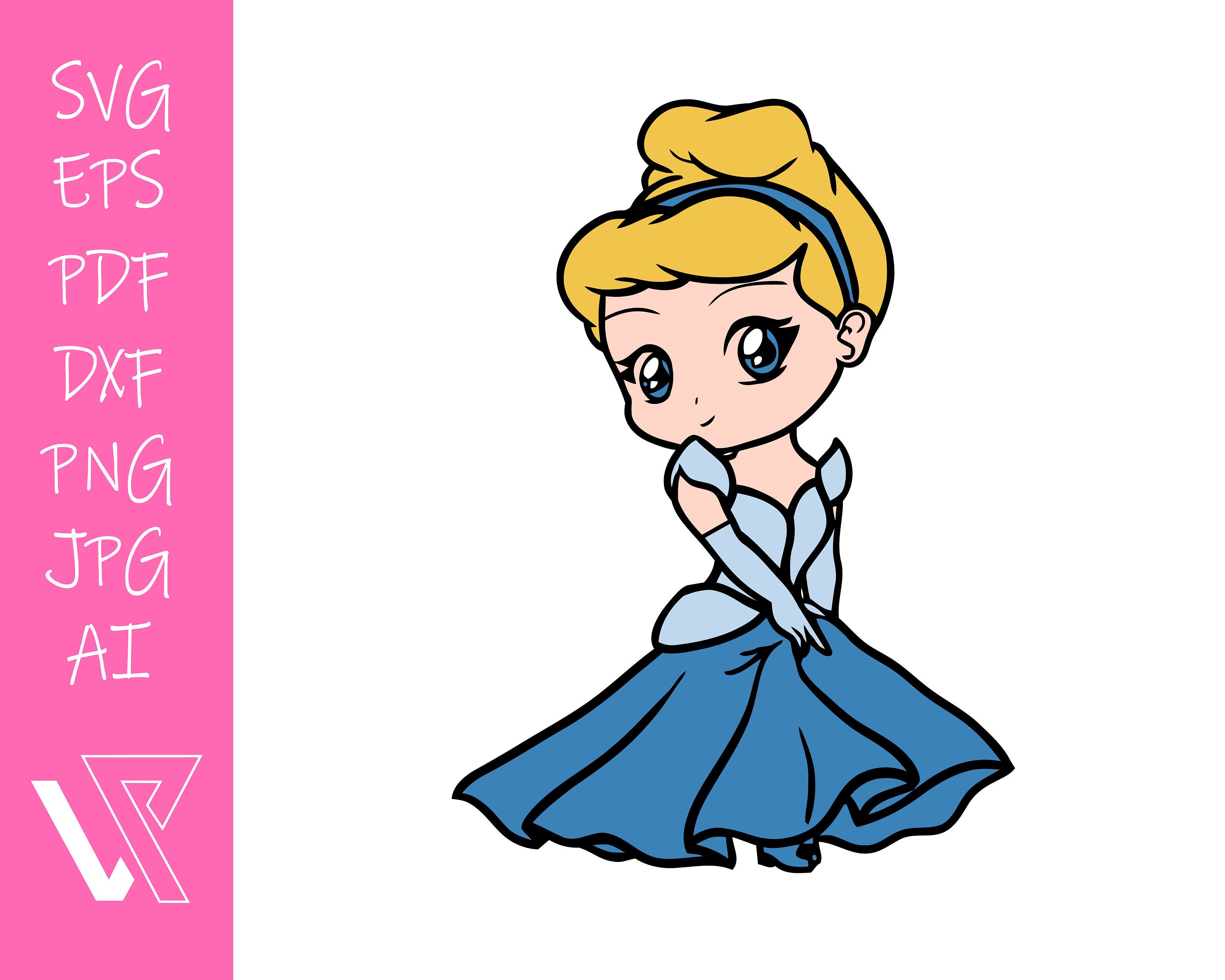 Cenicienta Chibi Princesa Capa SVG Cricut Cut File Silueta - Etsy México