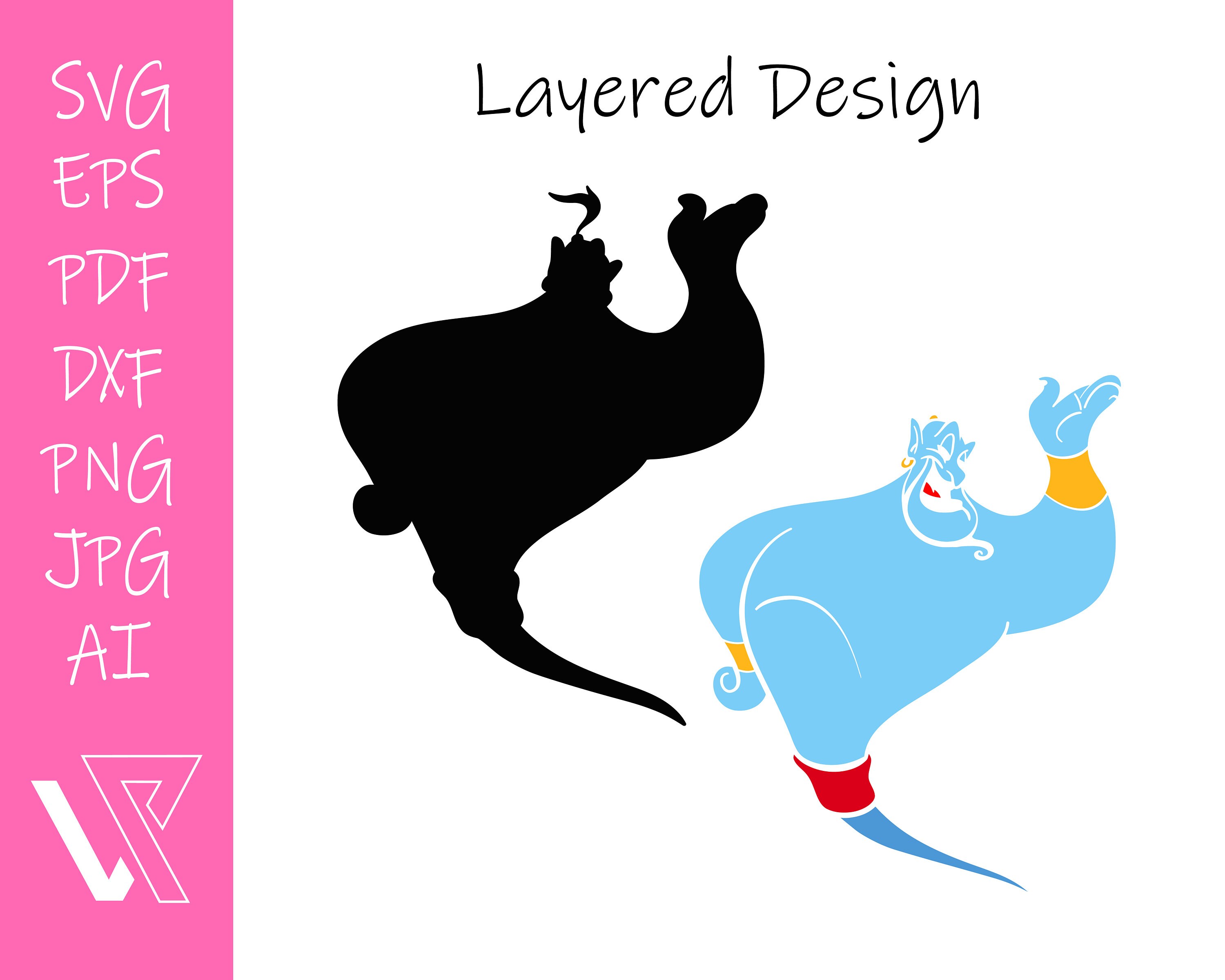 Genie Aladdin Layered SVG Cricut Cut File Silhouette Vector Artwork ...