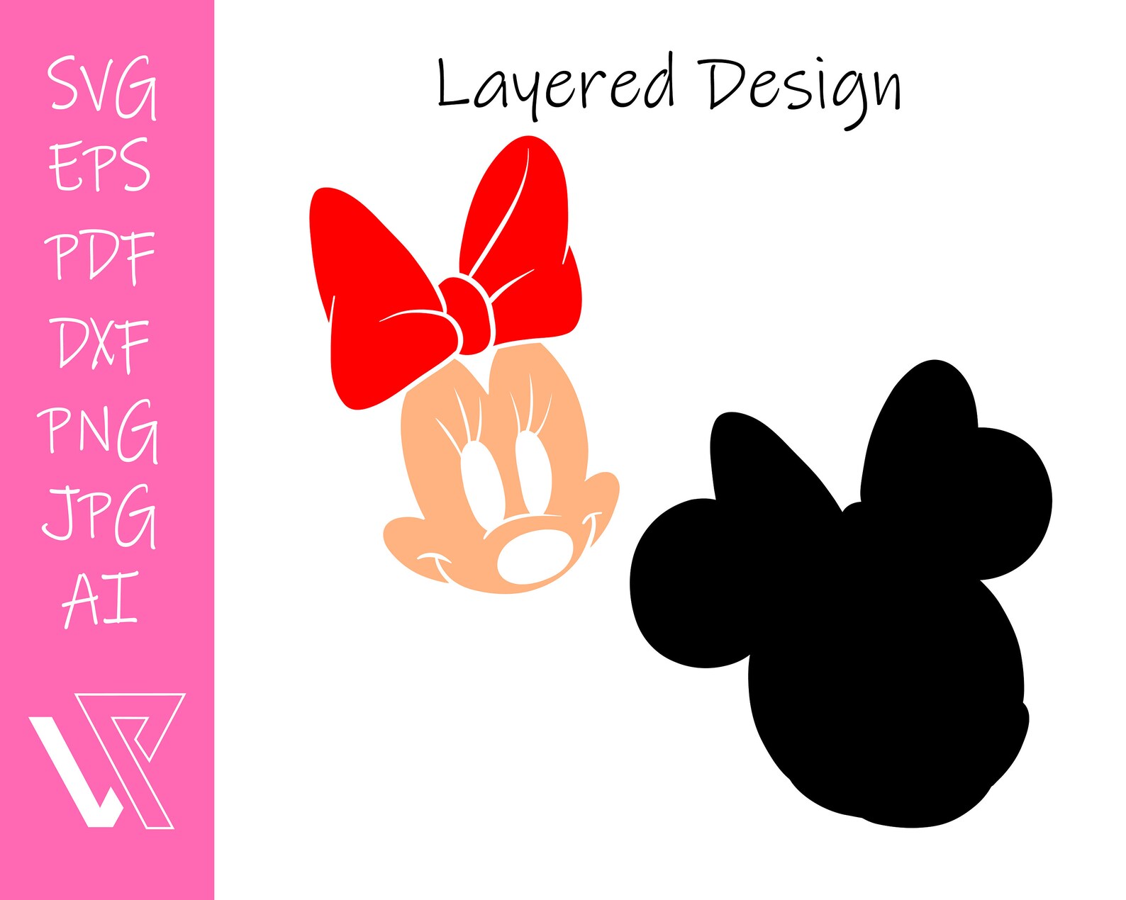 Minnie Mouse Layered SVG Cricut Cut File Silhouette Vector - Etsy