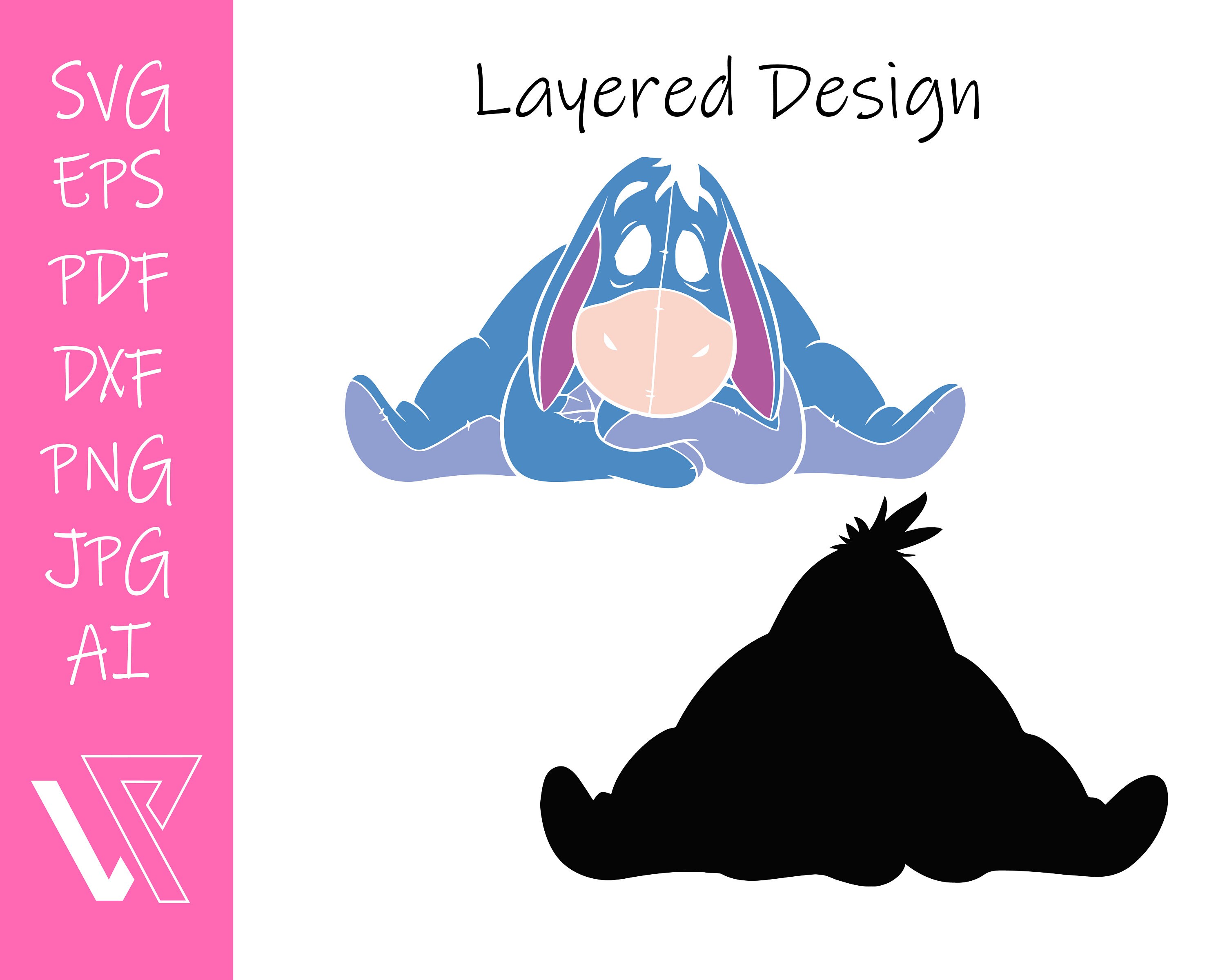 Eeyore Layered SVG Cricut Cut File Silhouette Vector Artwork Instant ...