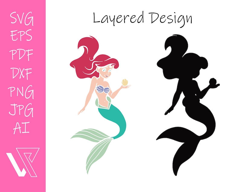 Ariel Little Mermaid Layered SVG Cricut Cut File Silhouette Vector ...