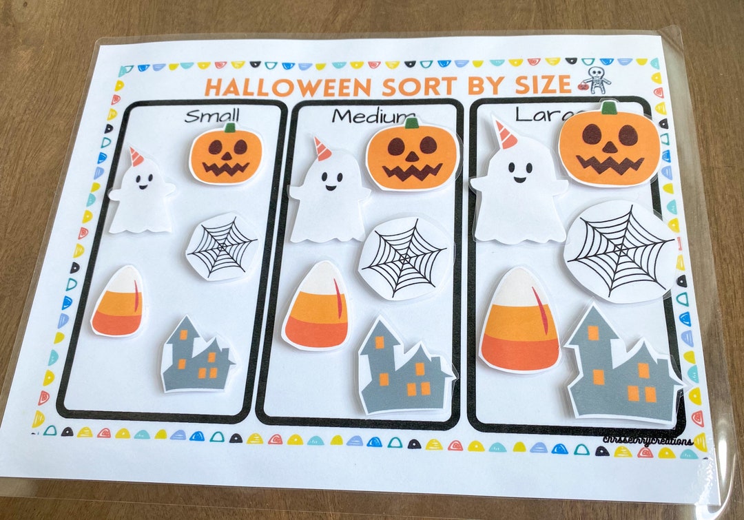 Halloween Sort by Size Worksheet, Preschool Size Activity, Size Sorting ...