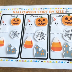 Halloween Sort by Size Worksheet, Preschool Size Activity, Size Sorting ...
