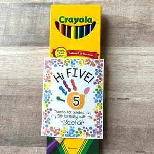 Hi Five Birthday Party Gift Tag Printable, 5th Birthday Party Favor Tag ...