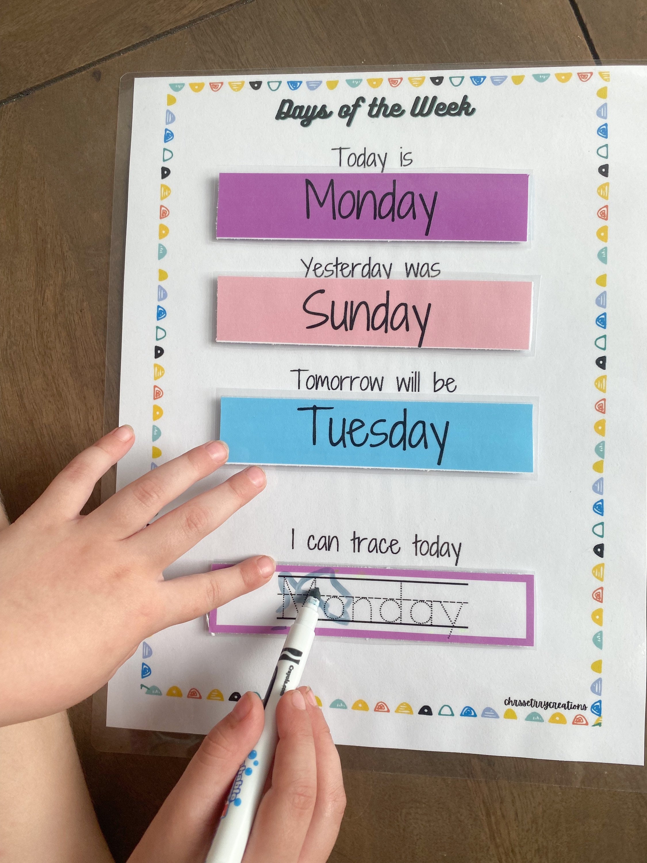 Days of the Week Printable Circle Time Calendar Kindergarten - Etsy Canada