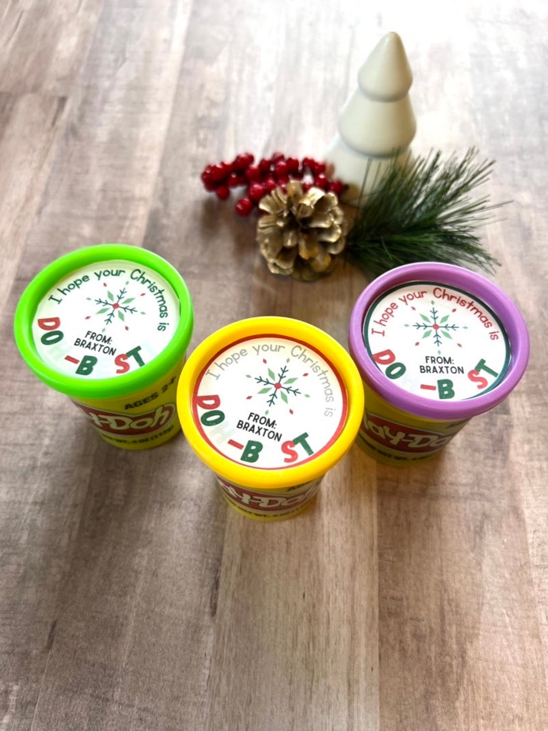 Personalized Christmas Play-doh Tag, Play Dough Christmas Gift Label ...