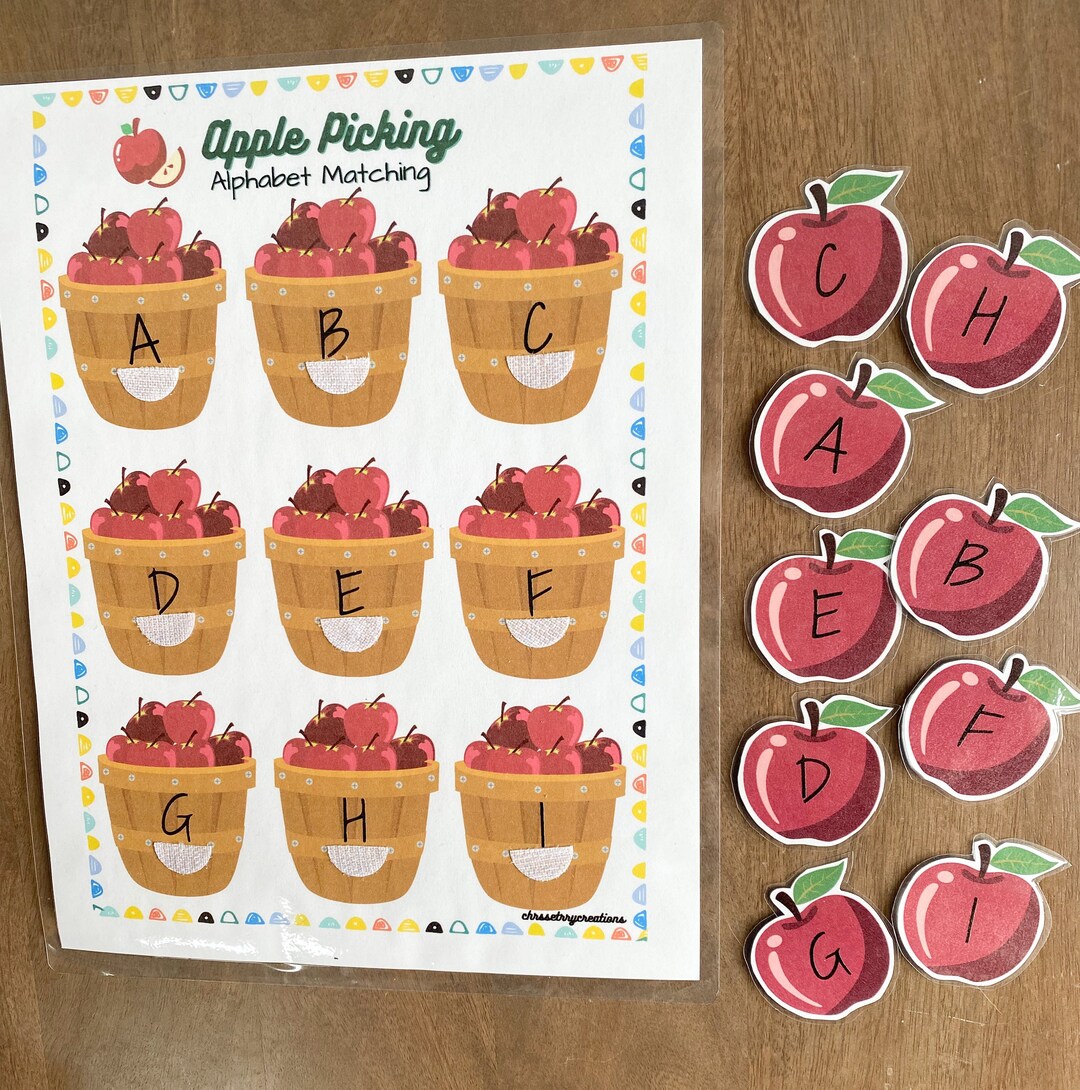 Alphabet Apple Picking, Fall Busy Binder Printable, Preschool Alphabet ...