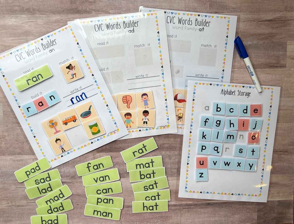 CVC Phonics Printable Kids Word Game Learning to Read - Etsy