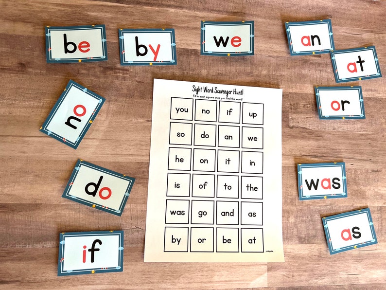 Sight Words Scavenger Hunt, Preschool Sight Words Flash Cards ...