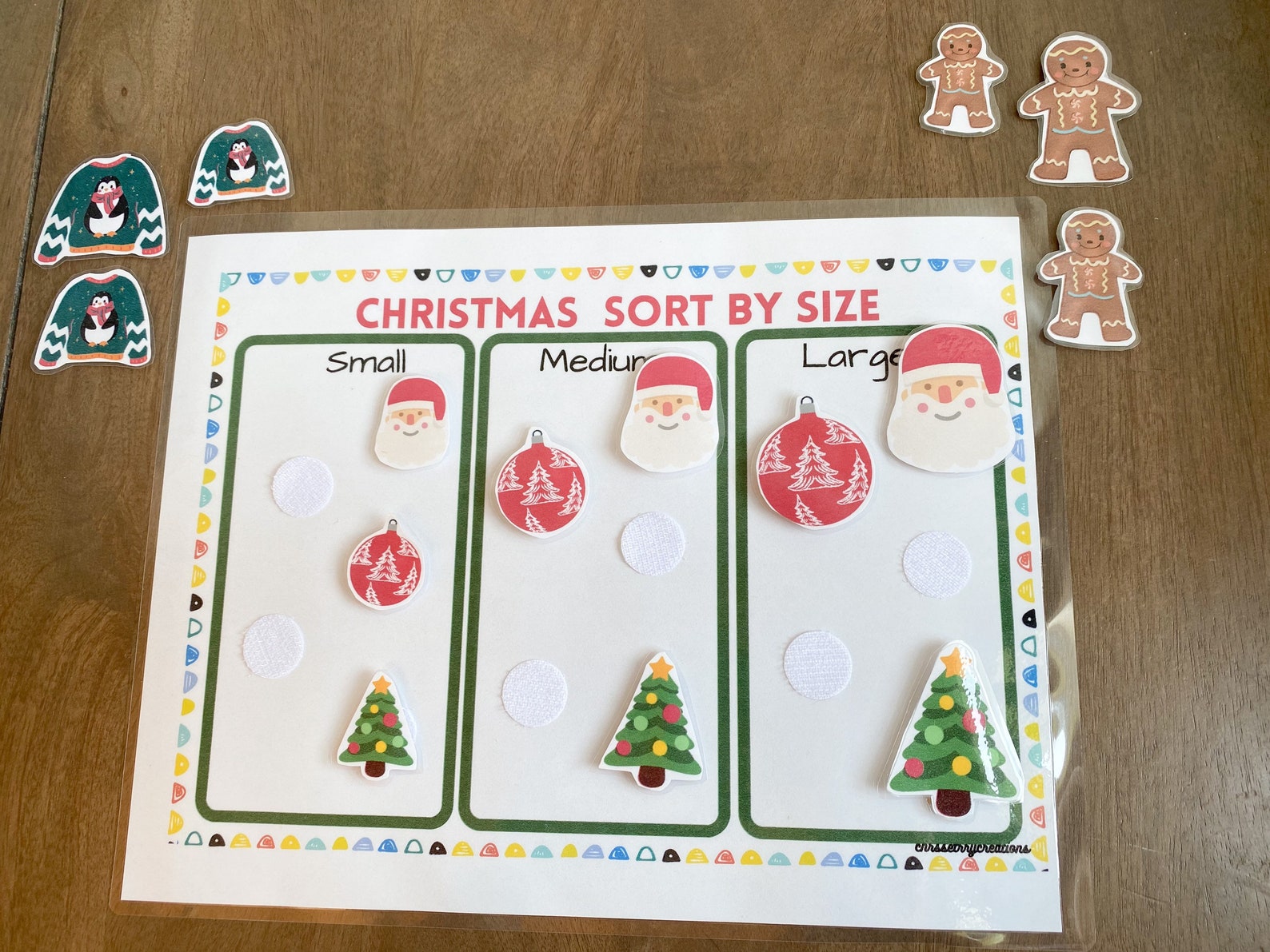 Christmas Theme Sort by Size Worksheet Preschool Size - Etsy
