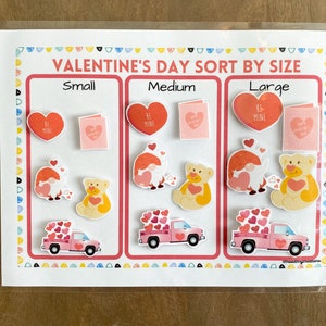 Valentine's Day Sort by Size Worksheet, Preschool Size Activity, Size ...