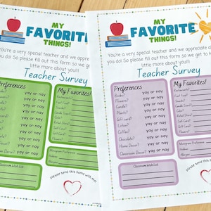 Teacher Appreciation Survey, All About My Teacher, My Teachers Favorite ...