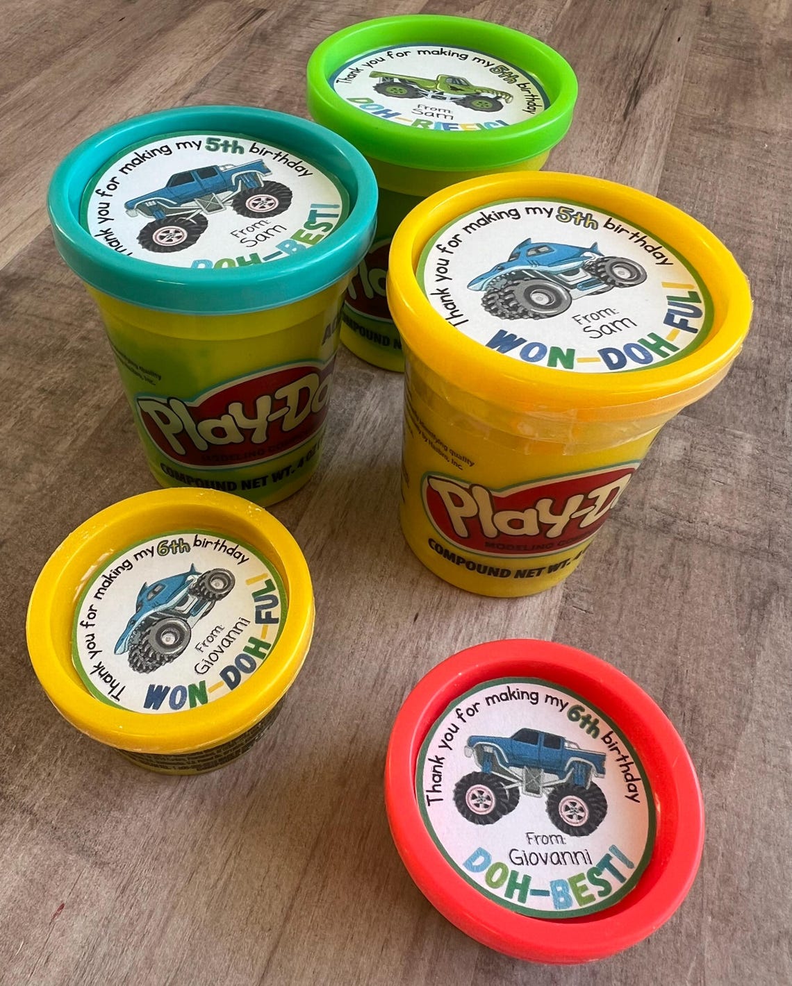 Personalized Monster Truck Birthday Play-doh Tag, Birthday Playdoh ...