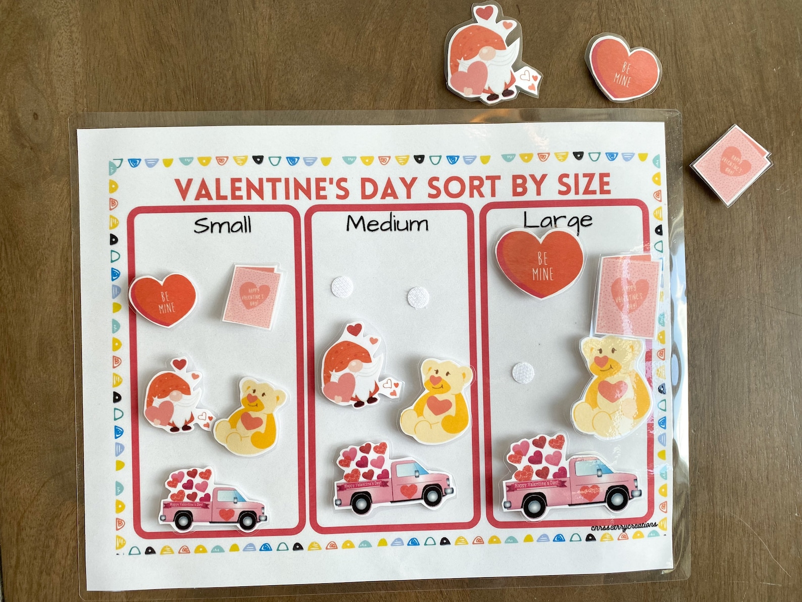Valentine's Day Sort by Size Worksheet Preschool Size - Etsy