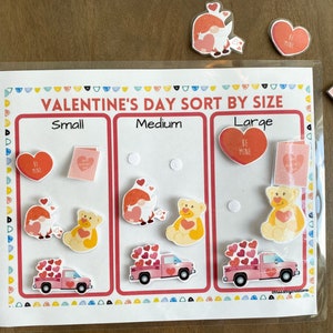 Valentine's Day Sort by Size Worksheet, Preschool Size Activity, Size ...