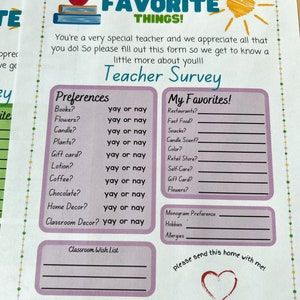 Teacher Appreciation Survey, All About My Teacher, My Teachers Favorite ...