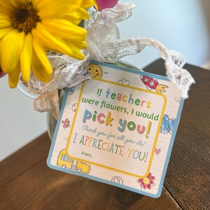 Flower End of Year Thank You Teacher Gift Tag, Teacher Gift Tag ...