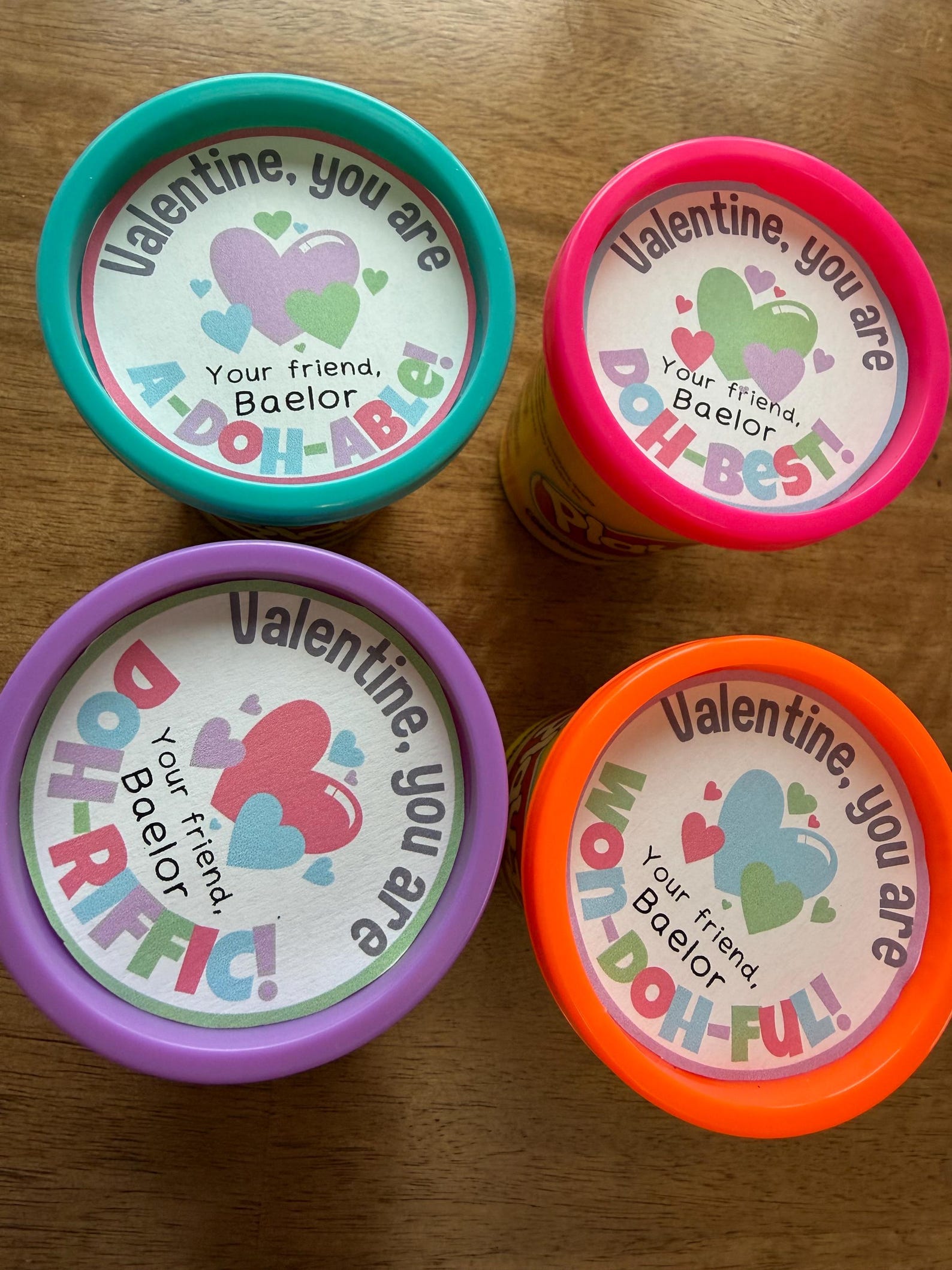 Personalized Valentine's Day Play-doh Tag, Play Dough Valentine Gift ...