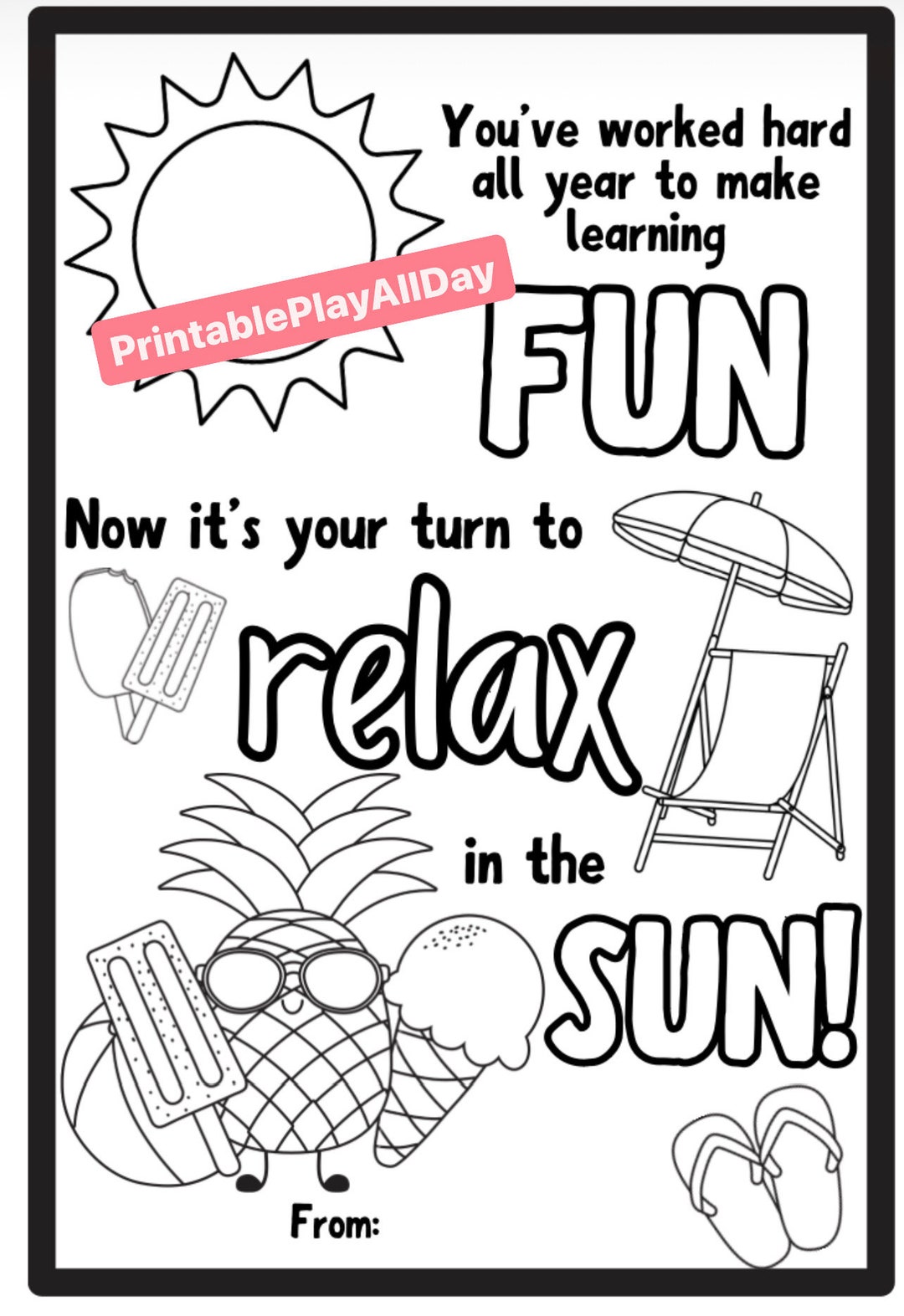 End of Year Thank You Gift Tag Coloring Teacher Gift Tag - Etsy