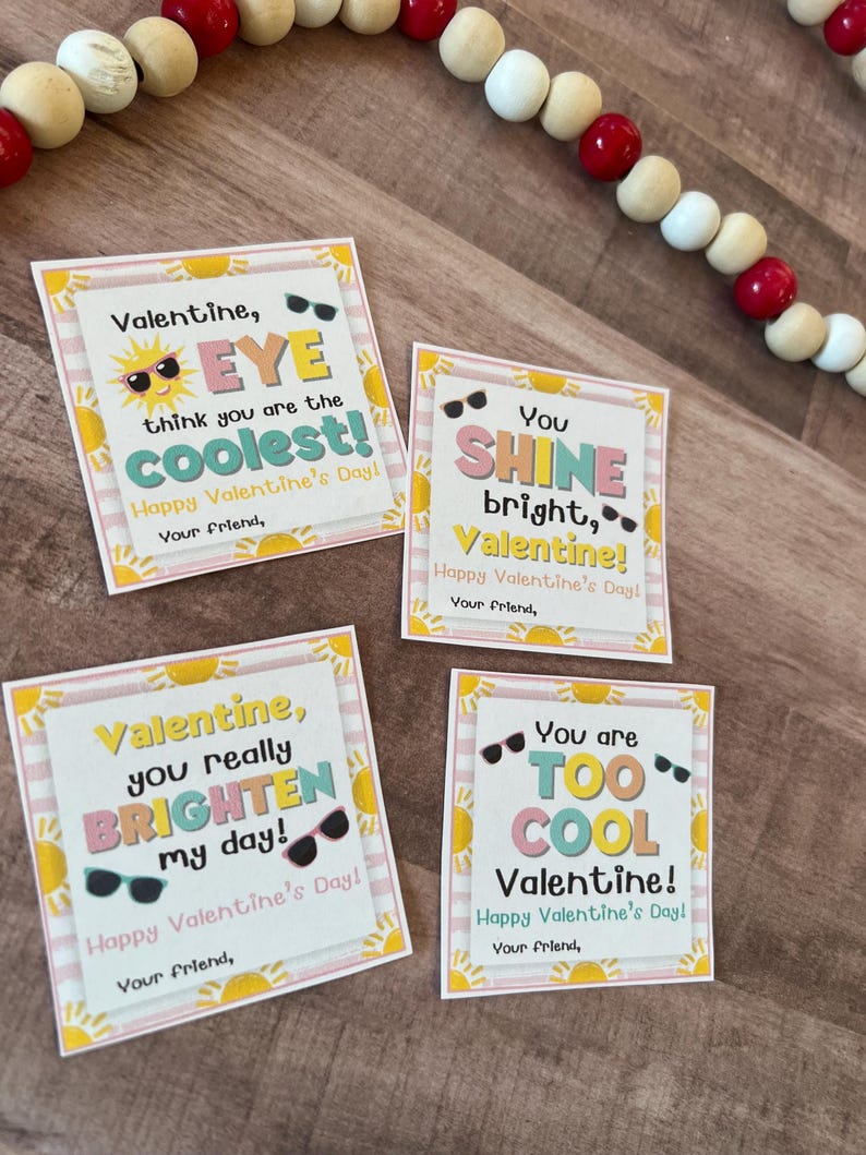 Shine Bright Sunglasses Valentine's Day Tag, Valentine Label, Valentine ...
