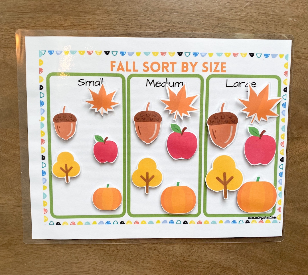 Fall Sort by Size Worksheet, Thanksgiving Preschool Size Activity, Size ...
