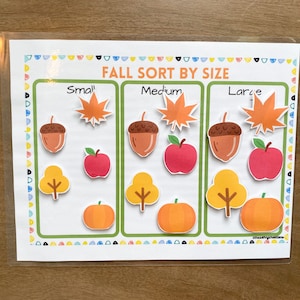 Fall Sort by Size Worksheet, Thanksgiving Preschool Size Activity, Size ...