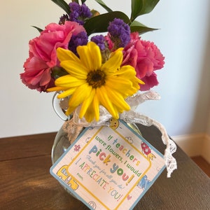 Flower End of Year Thank You Teacher Gift Tag, Teacher Gift Tag ...