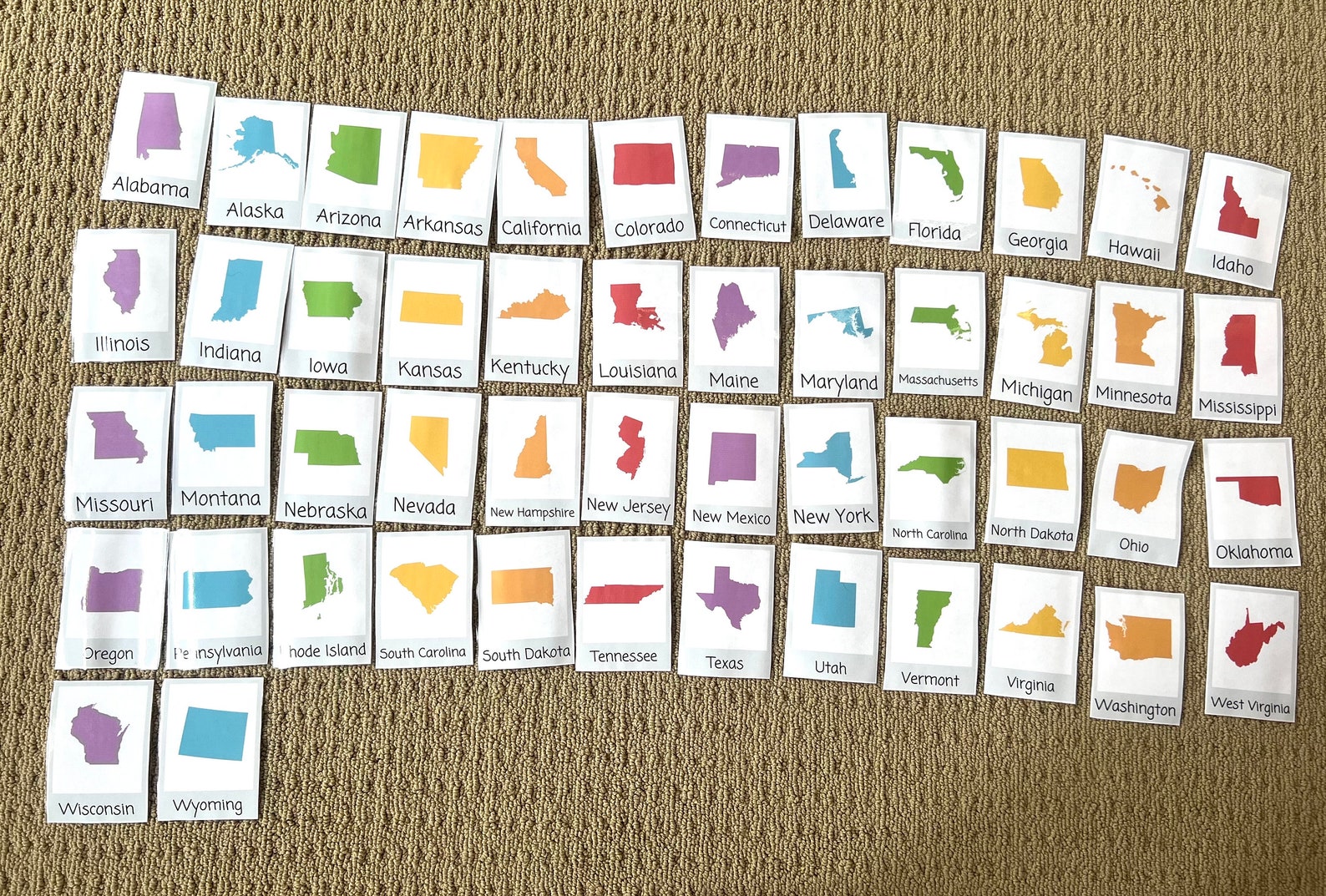 U.S. States, Printable Flashcards. United States, State Cards, U.S ...