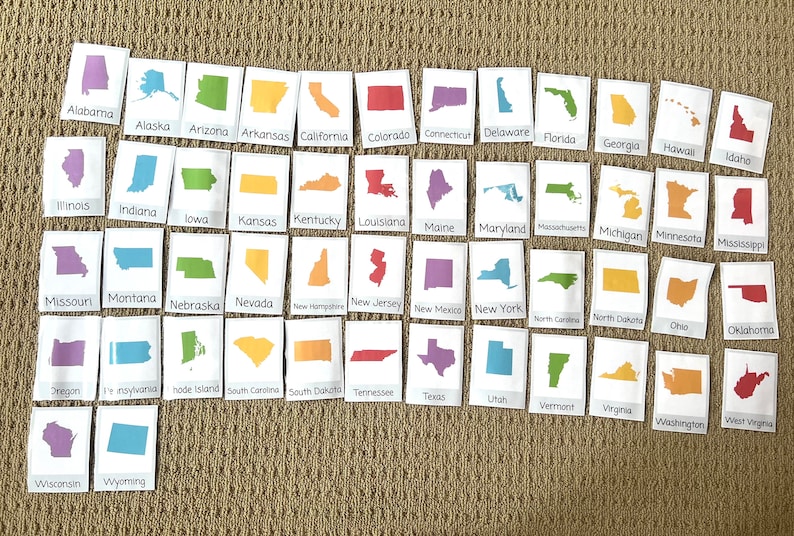 U.S. States, Printable Flashcards. United States, State Cards, U.S ...