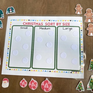 Christmas Theme Sort by Size Worksheet, Preschool Size Activity, Size ...