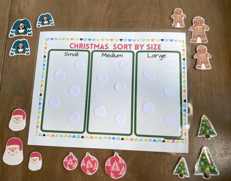 Christmas Theme Sort by Size Worksheet Preschool Size - Etsy