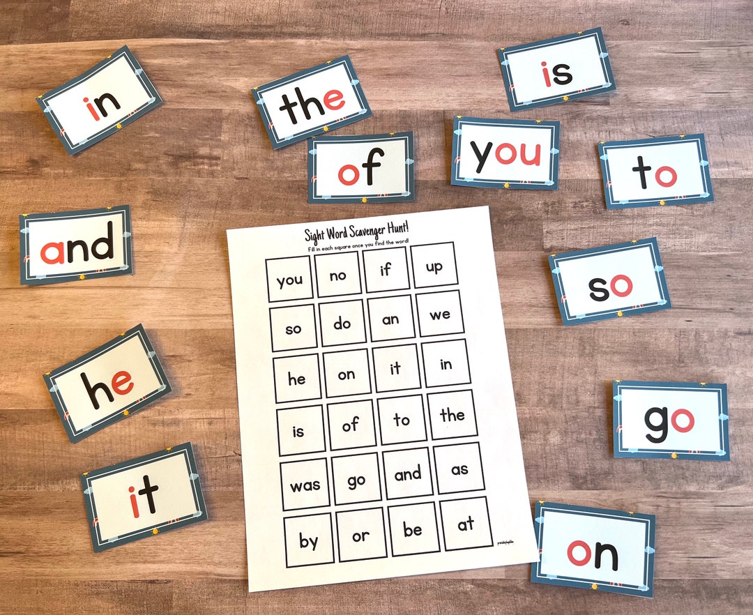 Sight Words Scavenger Hunt, Preschool Sight Words Flash Cards ...