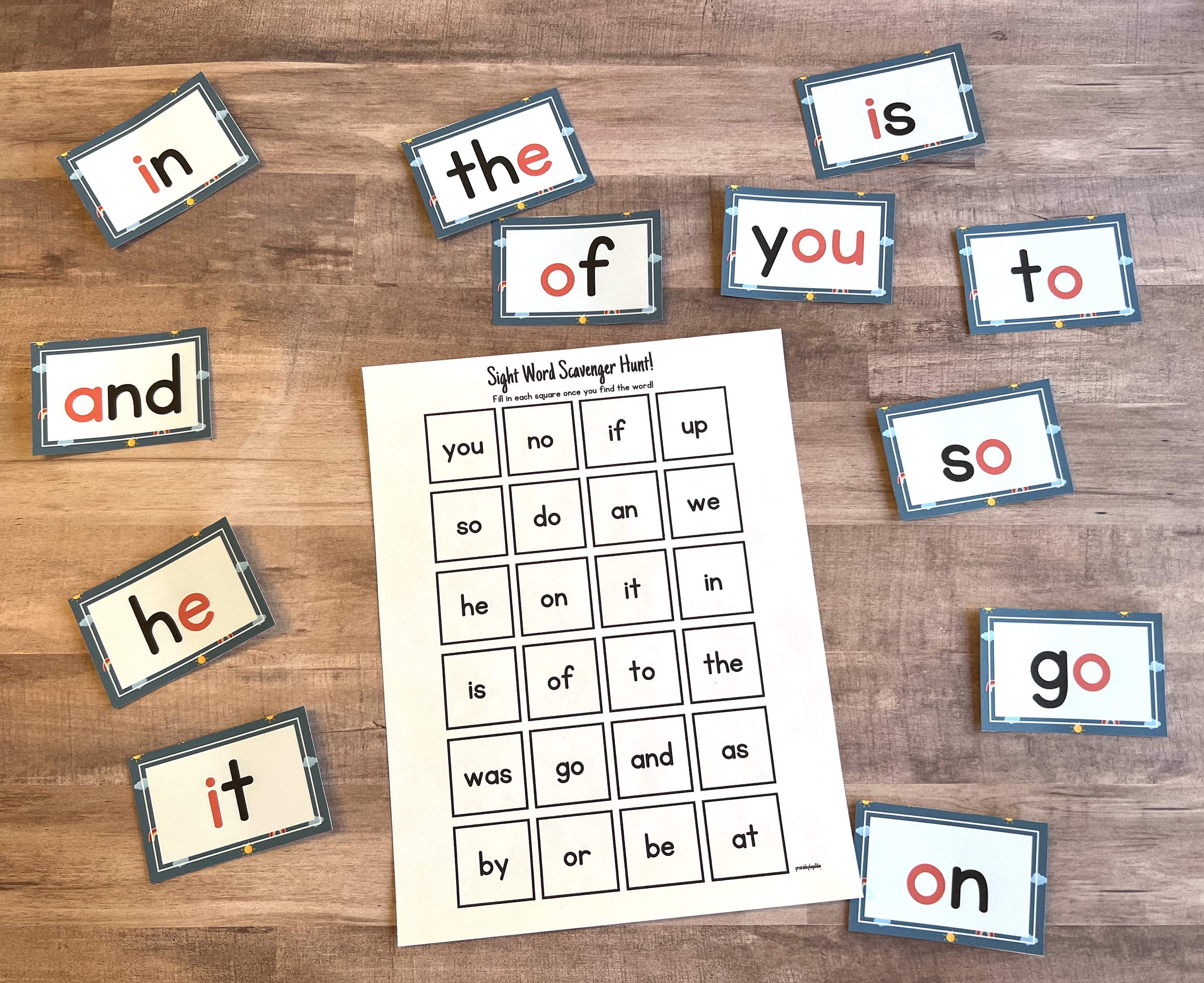 Sight Words Scavenger Hunt, Preschool Sight Words Flash Cards ...
