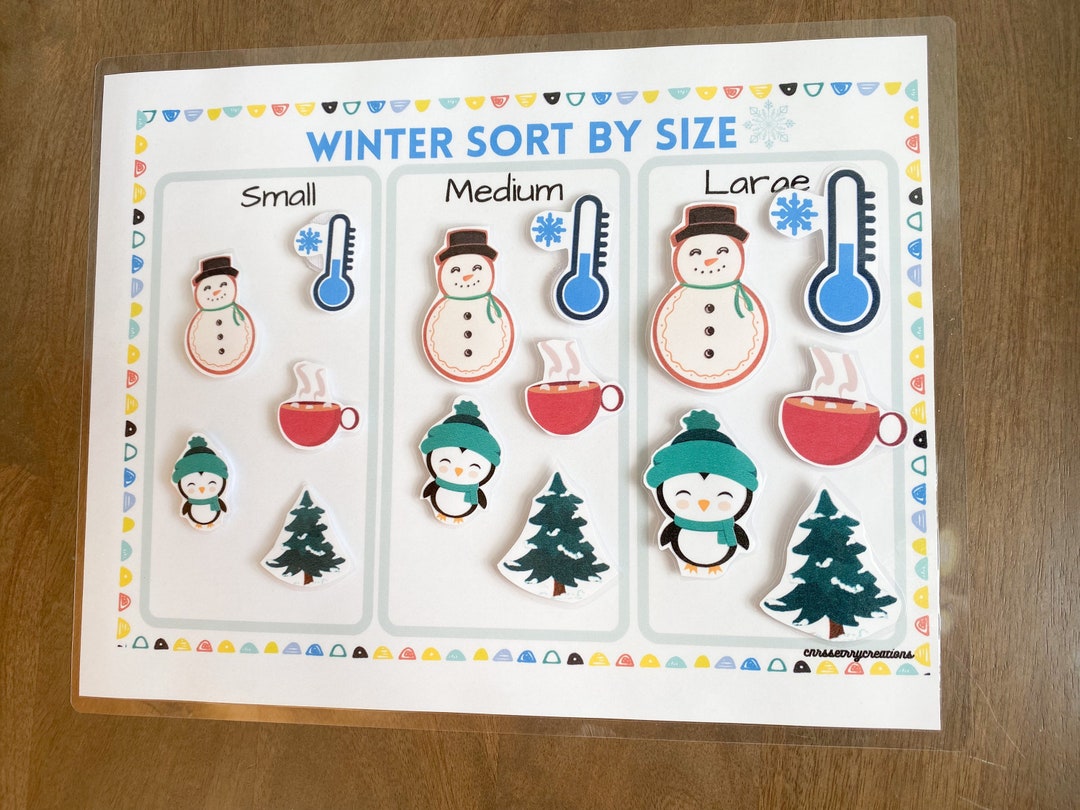 Winter Theme Sort by Size Worksheet, Preschool Size Activity, Size ...