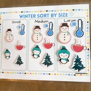 Winter Theme Sort by Size Worksheet, Preschool Size Activity, Size ...