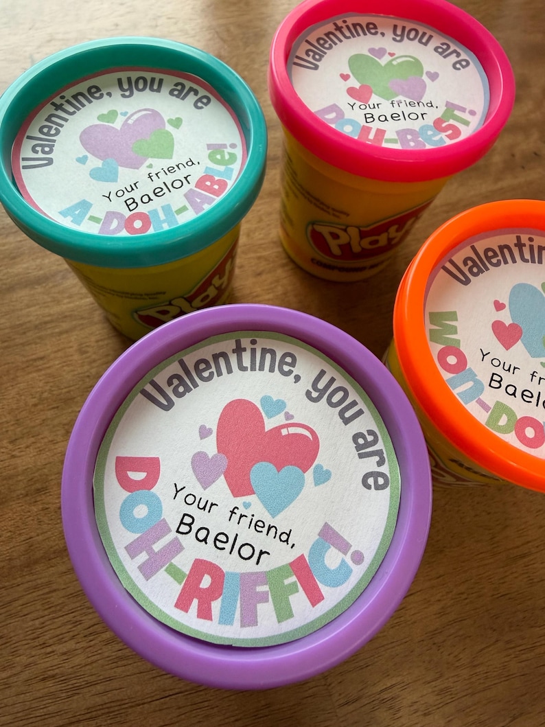 Personalized Valentine's Day Play-doh Tag, Play Dough Valentine Gift ...