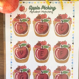 Alphabet Apple Picking, Fall Busy Binder Printable, Preschool Alphabet ...