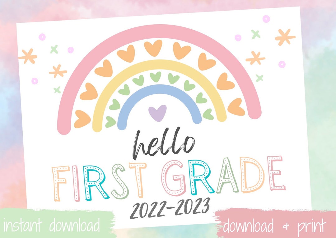 Hello First Grade Sign First Day of 1st Grade First Day of - Etsy