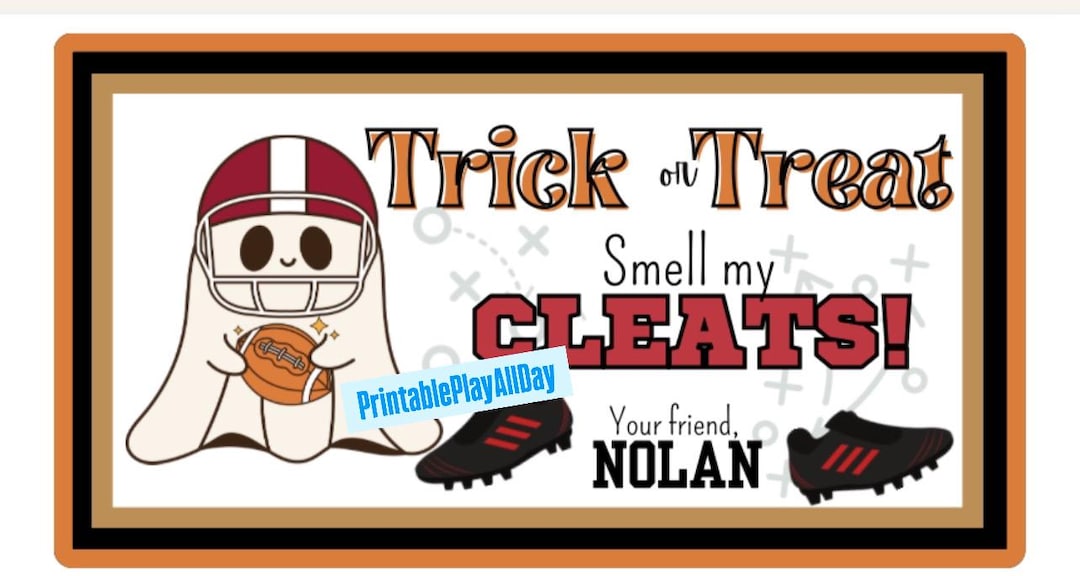 Personalized Football Halloween Gift Tag, Football Halloween Gift Label ...