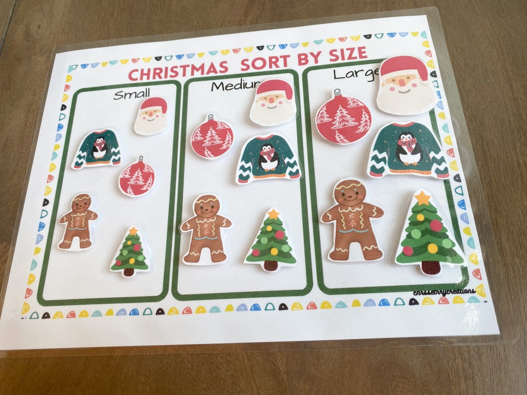 Christmas Theme Sort by Size Worksheet, Preschool Size Activity, Size ...