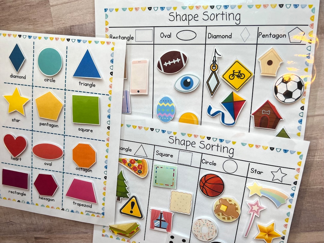 Shape Sorting Activity Printable, Matching Shapes Worksheets, Learning ...