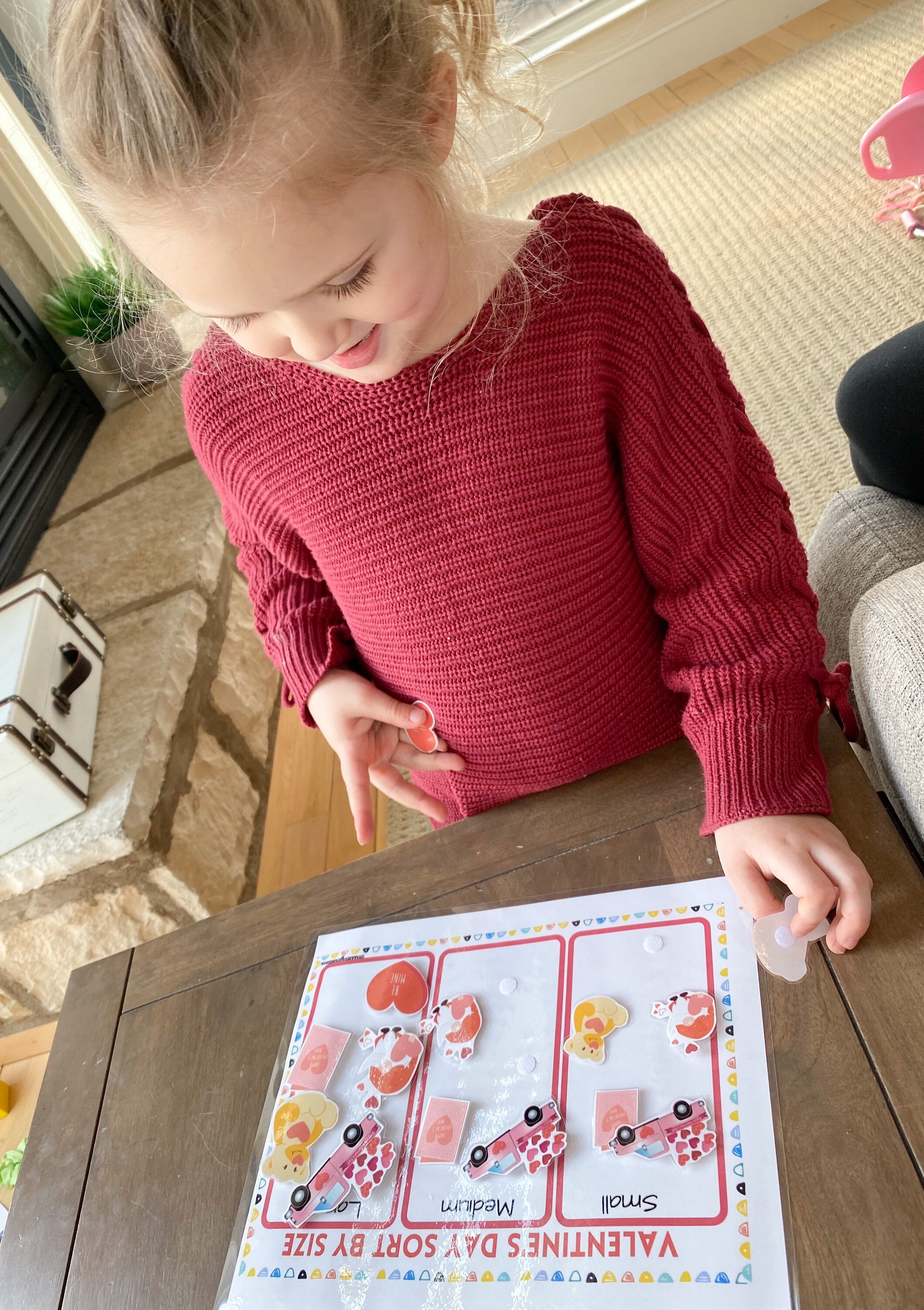 Valentine's Day Sort by Size Worksheet Preschool Size - Etsy