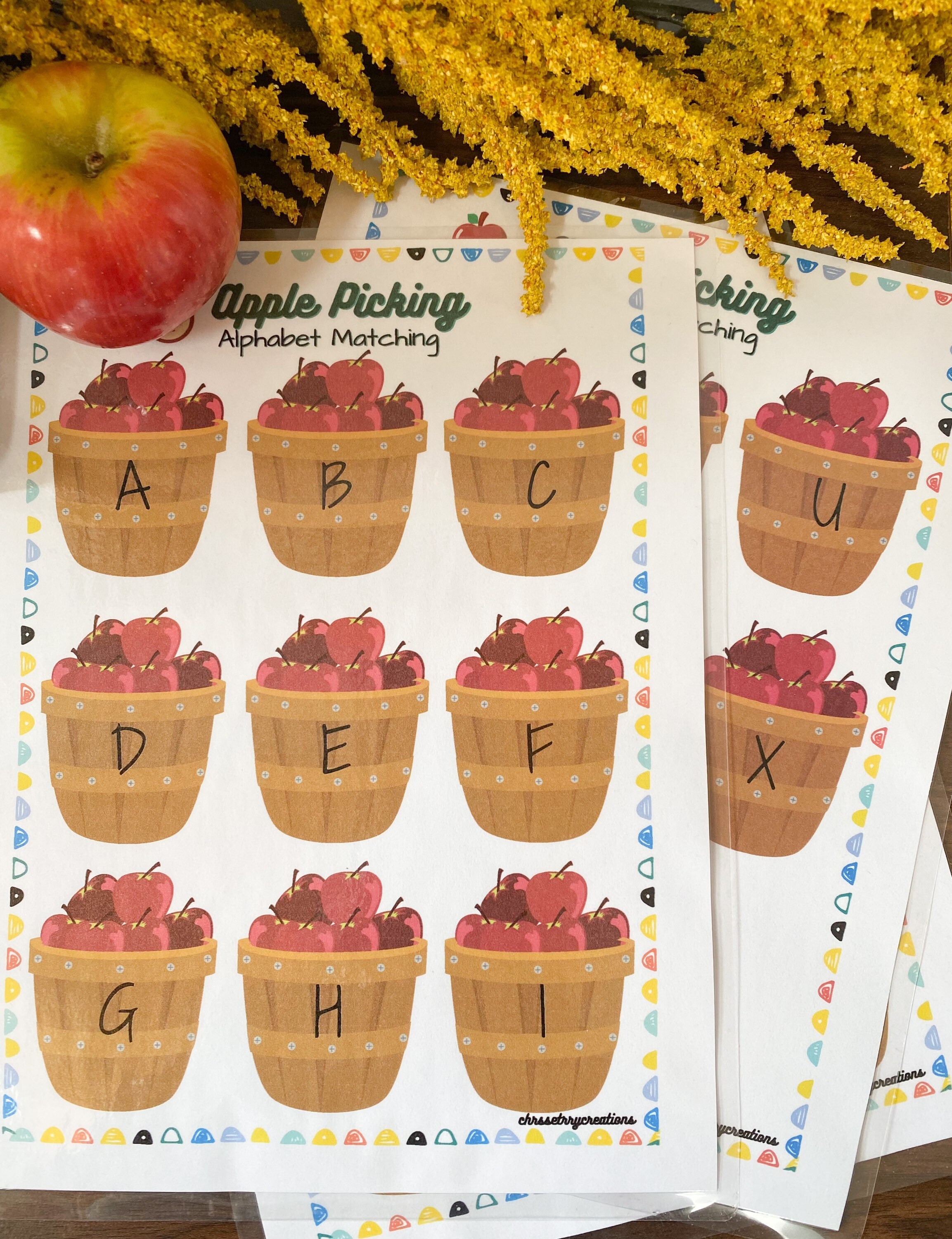 Apple Picking Alphabet Matching, Fall Activity, Preschool Learning ...