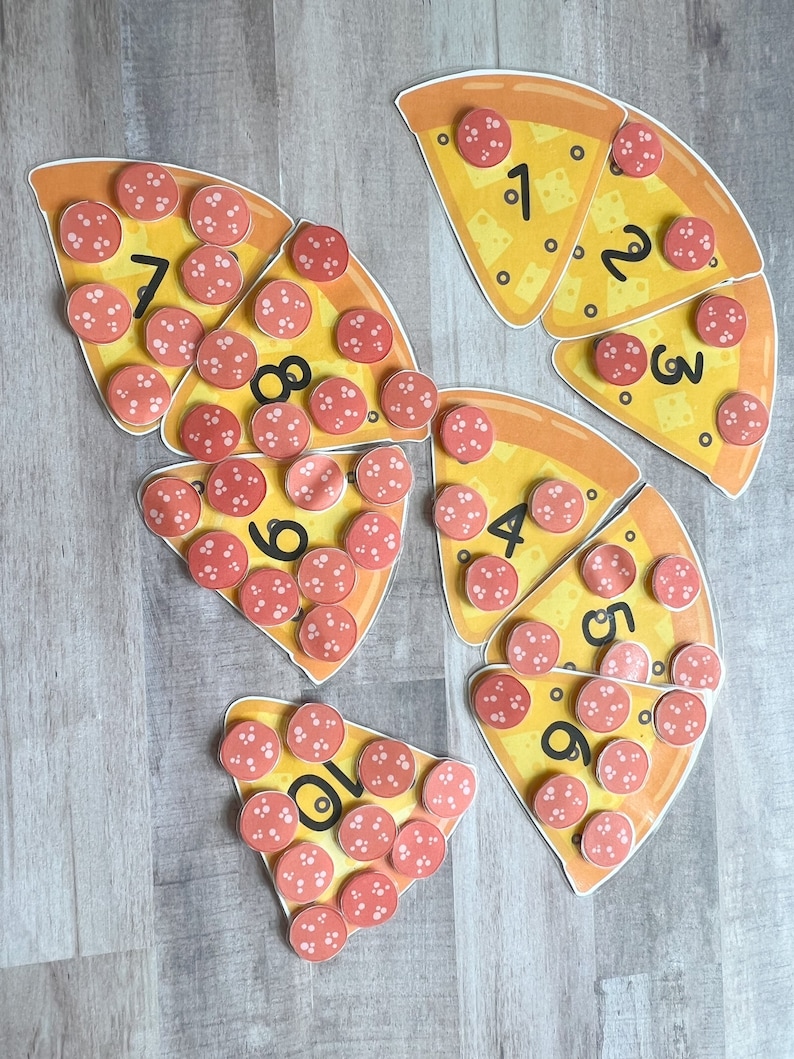 Number Matching Activity Pizza Theme Preschool Counting - Etsy