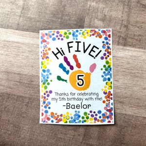 Hi Five Birthday Party Gift Tag Printable, 5th Birthday Party Favor Tag ...