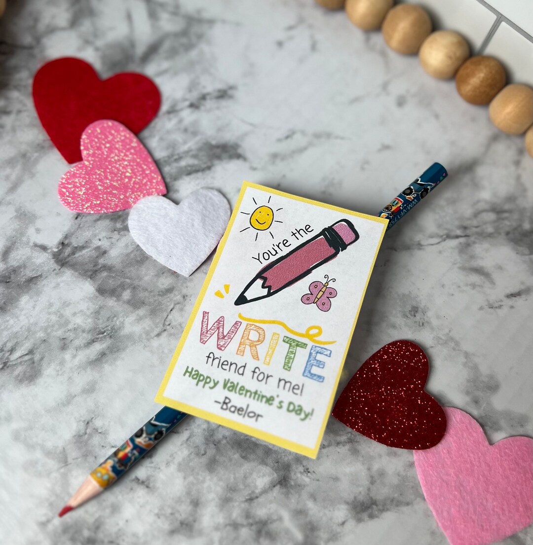 Personalized Valentine's Day Tag, Pencil Valentine's Day Gift Label ...