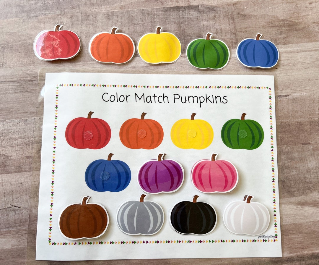Fall Color Pumpkin Matching, Fall Busy Binder Printable, Preschool ...