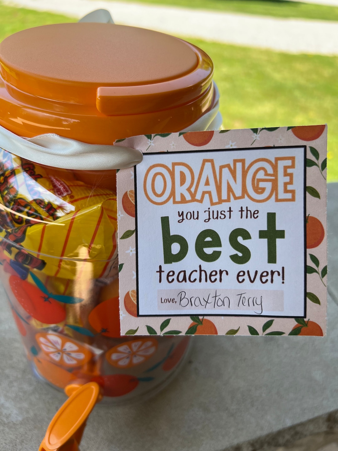 End of Year Thank You Gift Tag, Orange You the Best Teacher Gift Tag ...