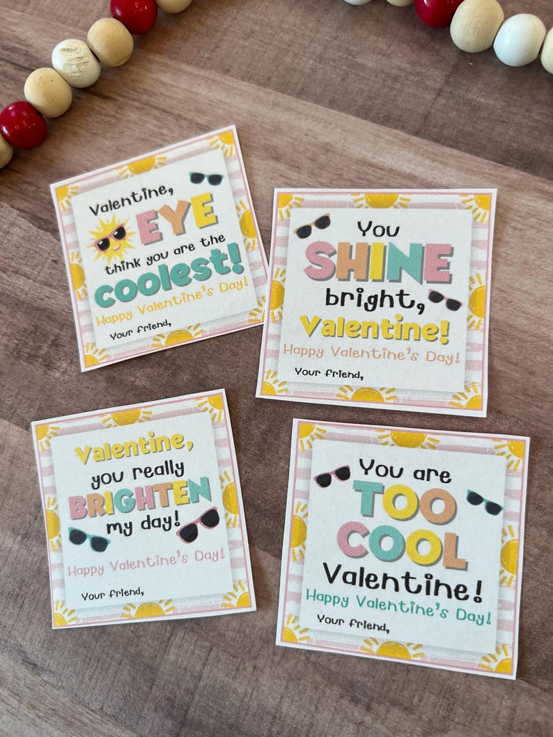 Shine Bright Sunglasses Valentine's Day Tag, Valentine Label, Valentine ...